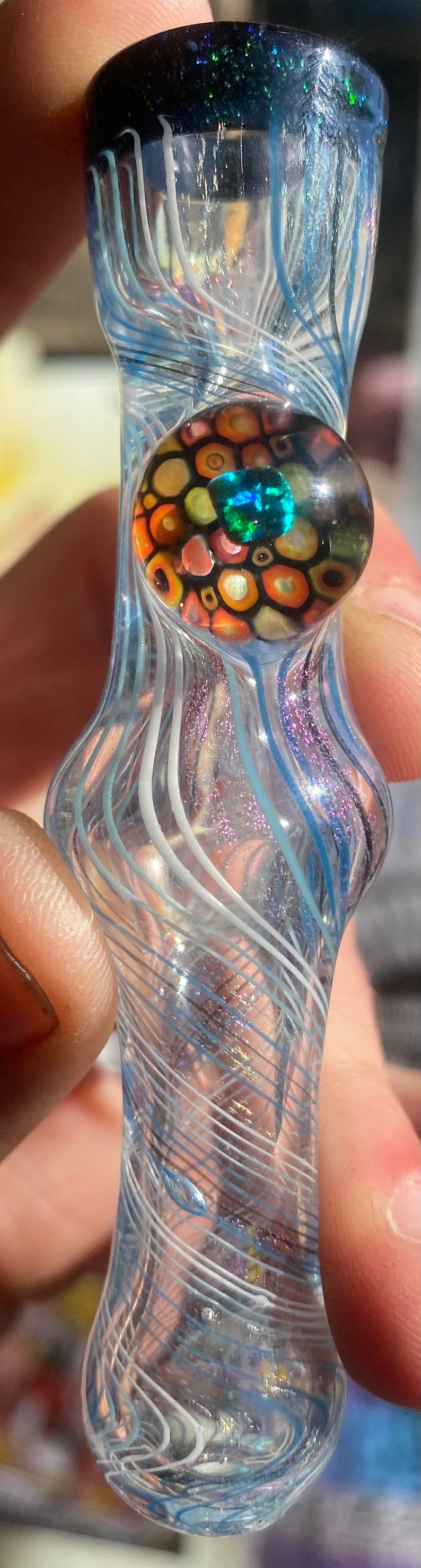 Light Blue Willy Wolly Chillum W/ Opal - Etsy