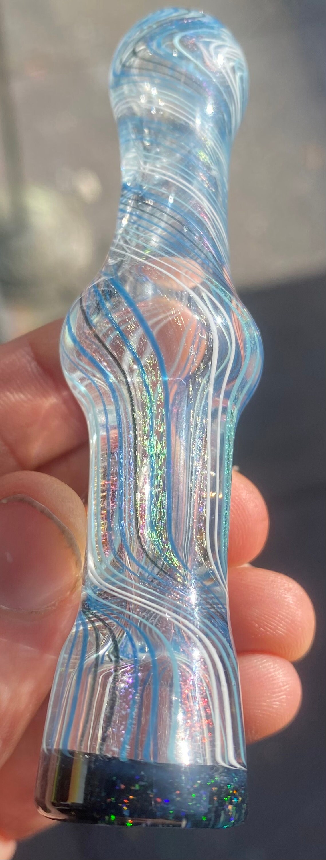 Light Blue Willy Wolly Chillum W/ Opal - Etsy