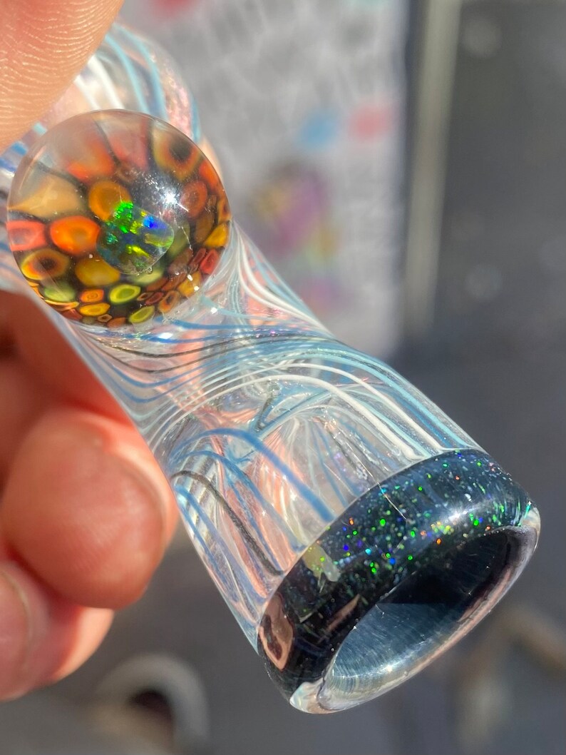 Light Blue Willy Wolly Chillum W/ Opal - Etsy