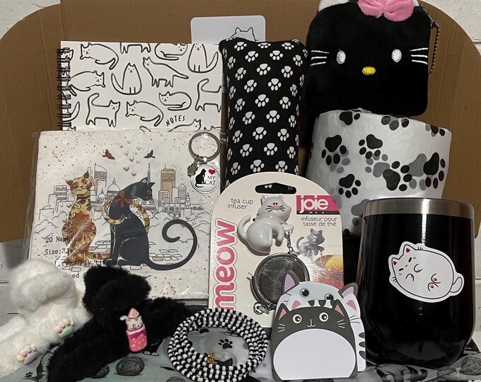Stunning Cat Lover Gift Box Black and White Themed Cat Themed Gift Box ...