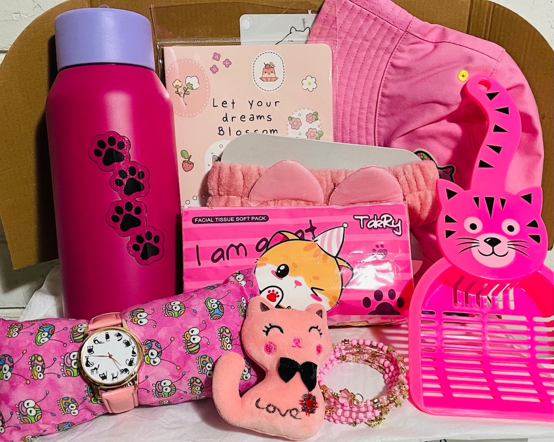 Stunning Cat Lovers Pink Gift Box Hamper Gift Box for Cat Lover Cat ...