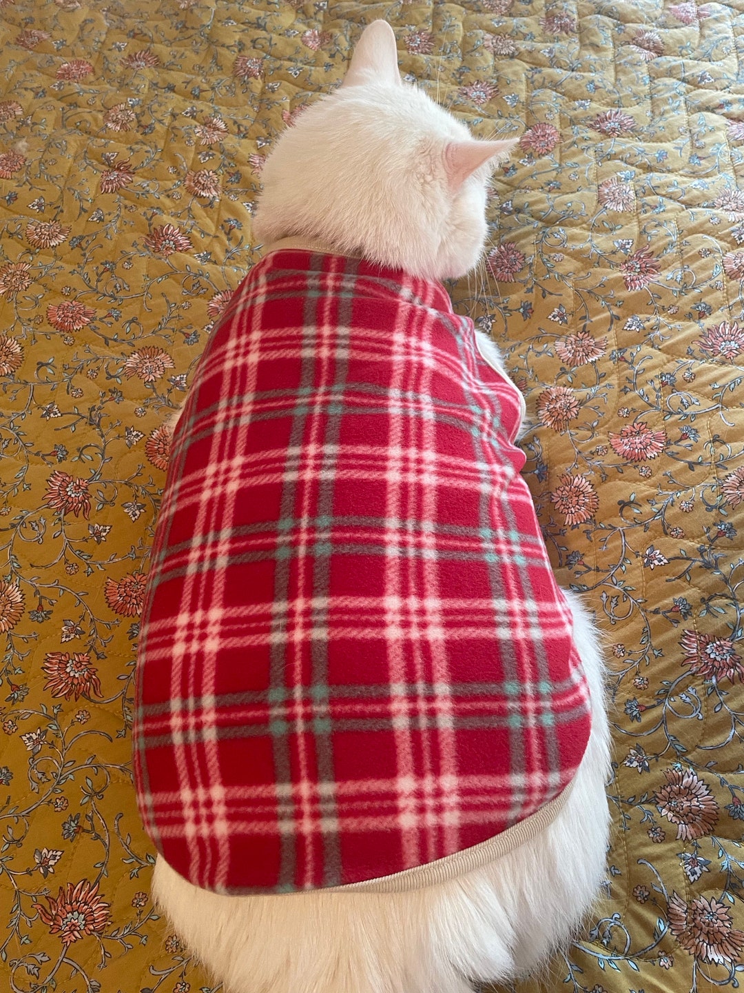 Cat Dog Jumper Soft Warm Snug Red Tartan Plaid Fleece Jumper for Cats ...