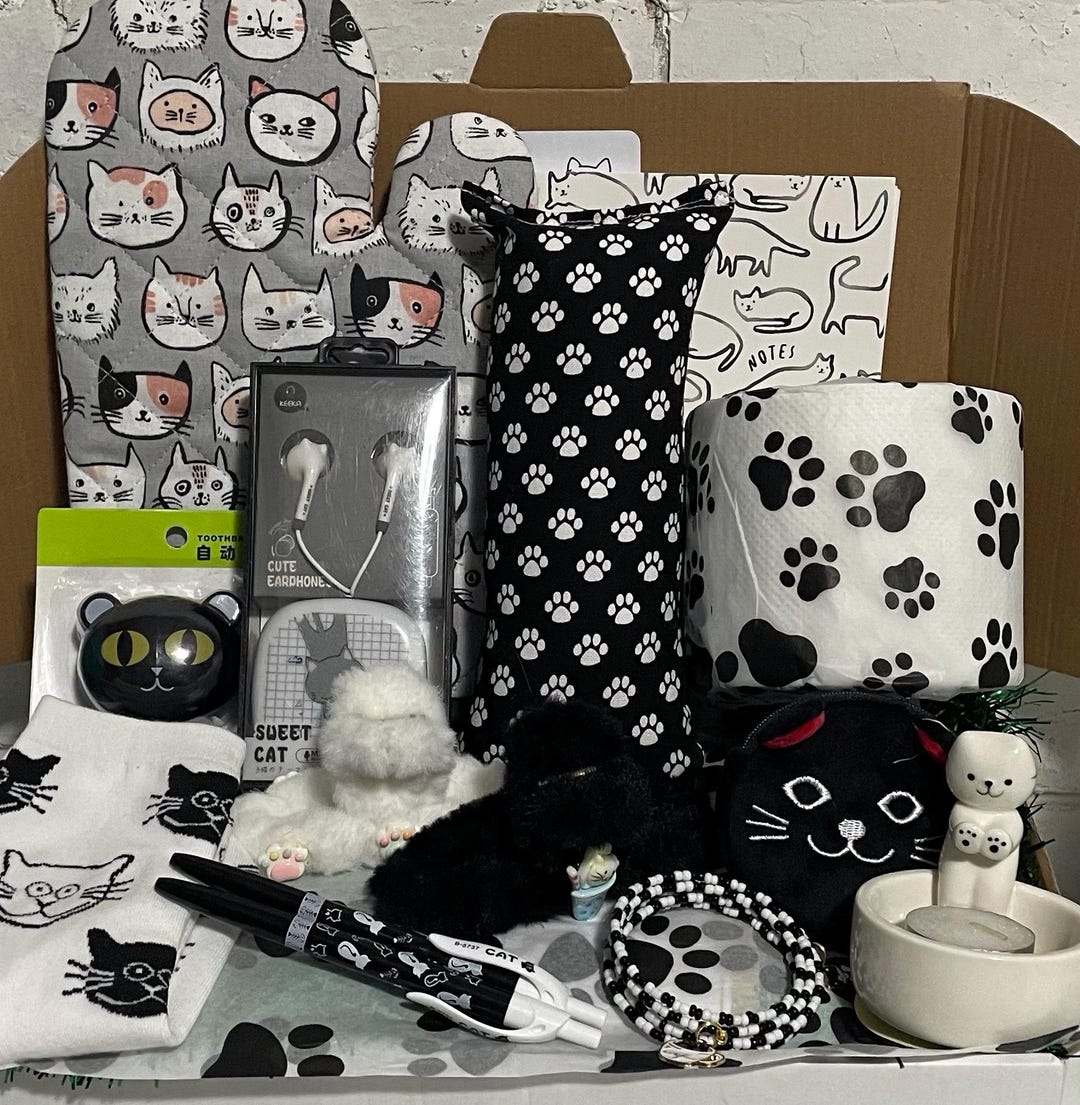 Gorgeous Black & White Cat Themed Gift Box Hamper Cat Themed Gifts ...