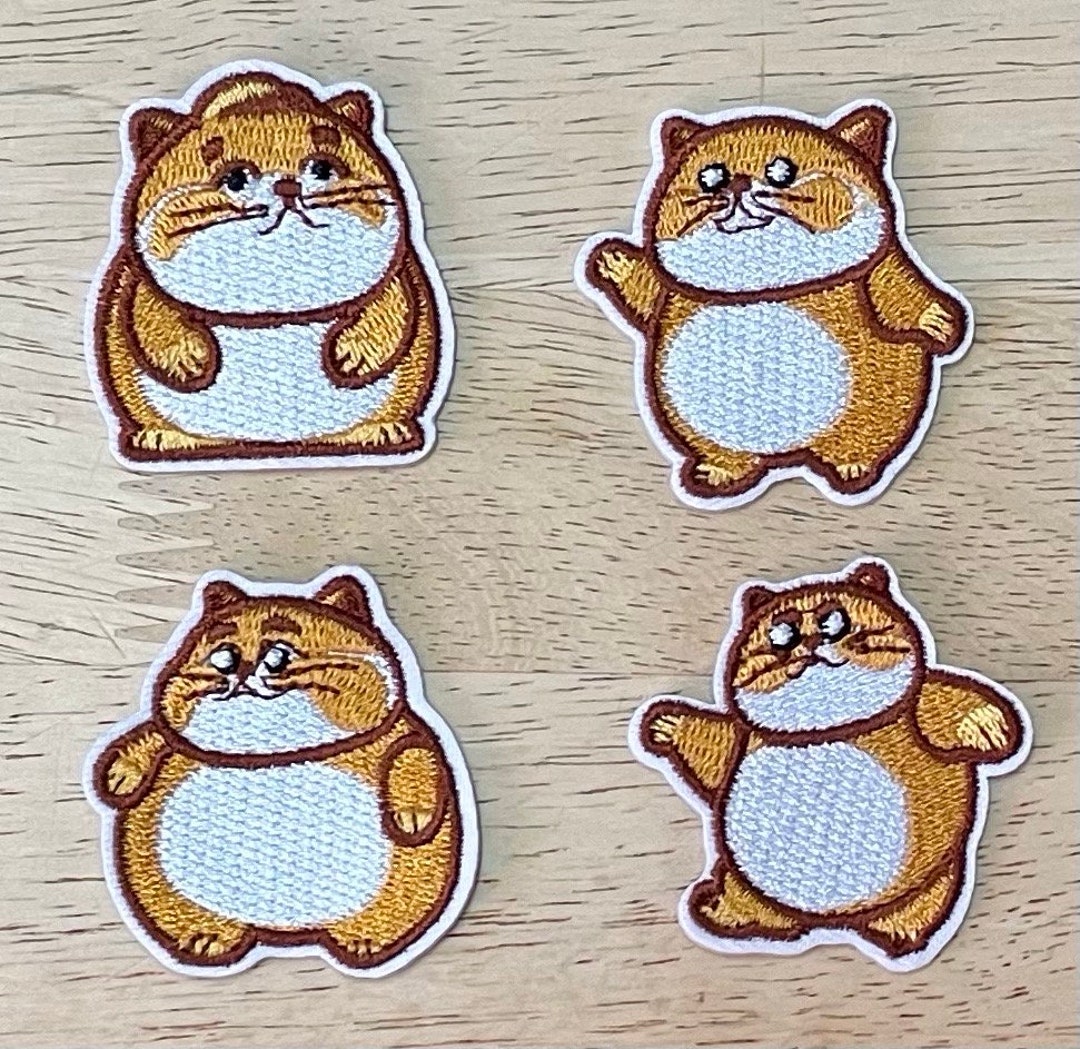 Cute Chonky Cat Patch Set of 4 Iron on Fat Cat Kitten Patch, Sew on Cat ...