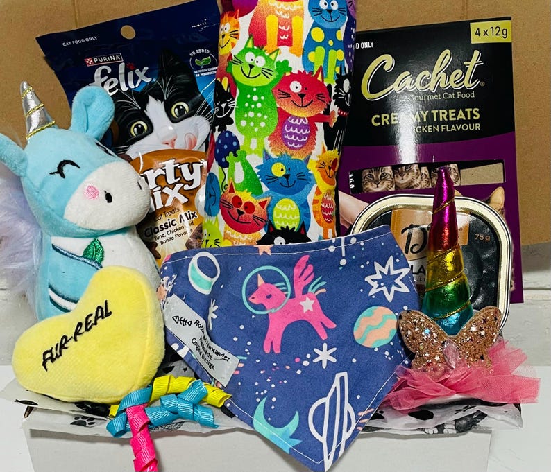 Cat Kitten Unicorn Gift Box Hamper Cat Present Gift for Cat Cat Toys ...