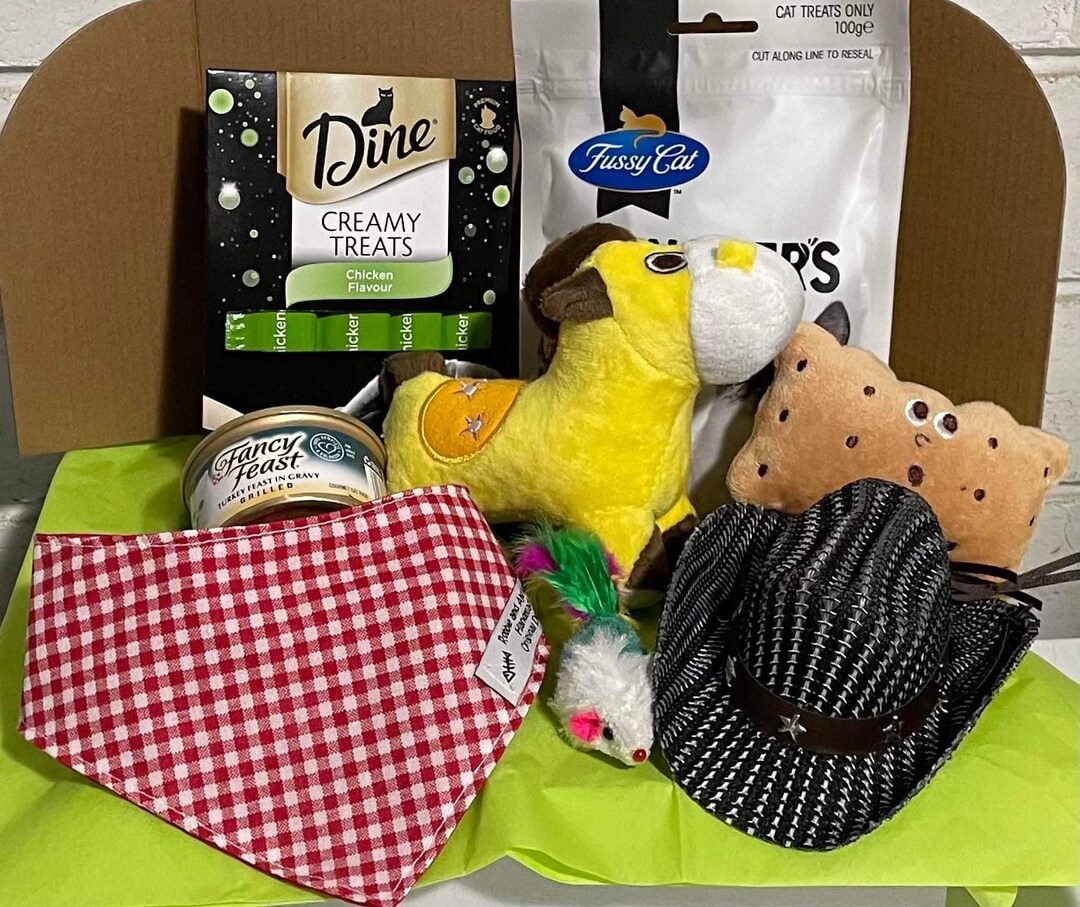 The Ultimate Cat Kitten Western Cowboy Gift Box Hamper Cat Treat Box ...