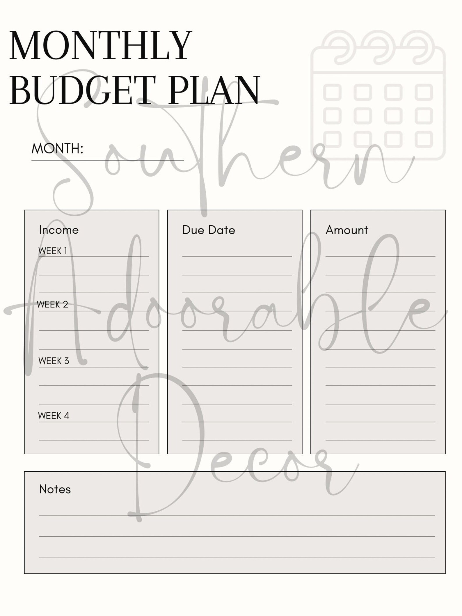 Monthly Budget, Budget Plan, Printable Budget Plan, Income Tracker ...