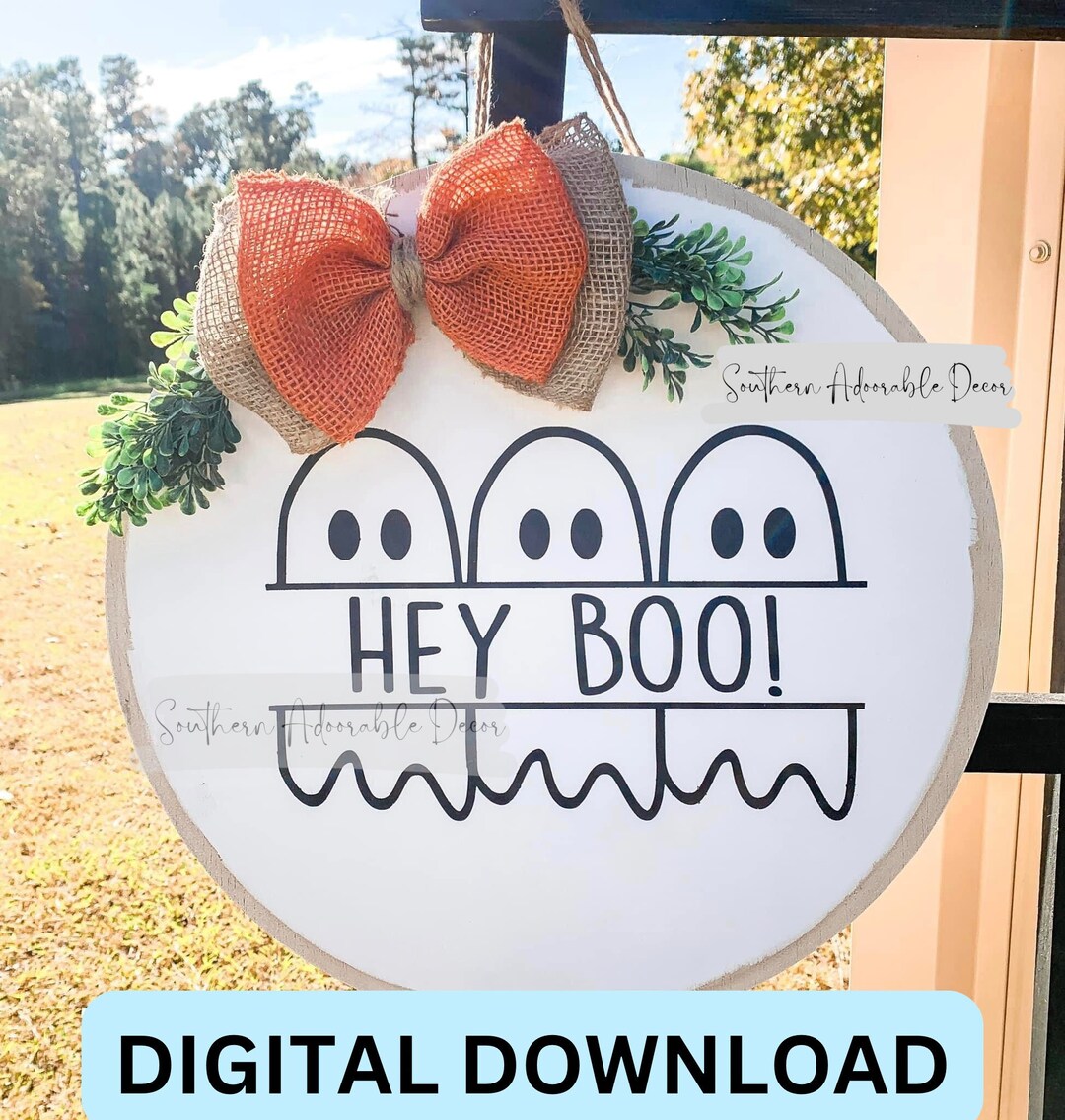 Hey Boo Digital Download, Hey Boo Svg, Halloween Svg, Halloween Door ...