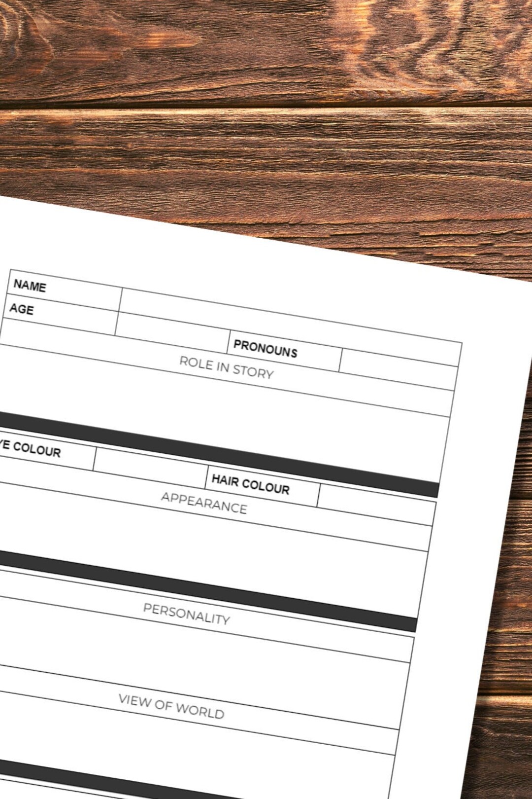 Character Profile & Role Template for Writers - Etsy UK