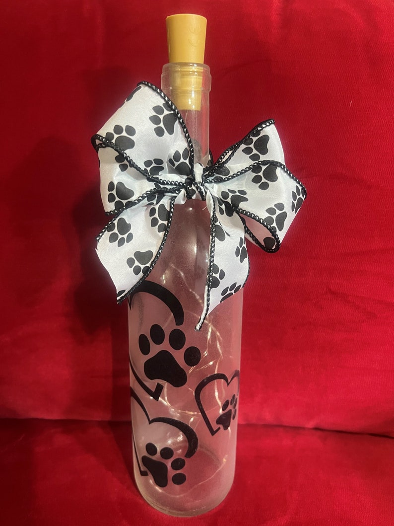 Pawprints on My Heart Lighted Bottle - Etsy
