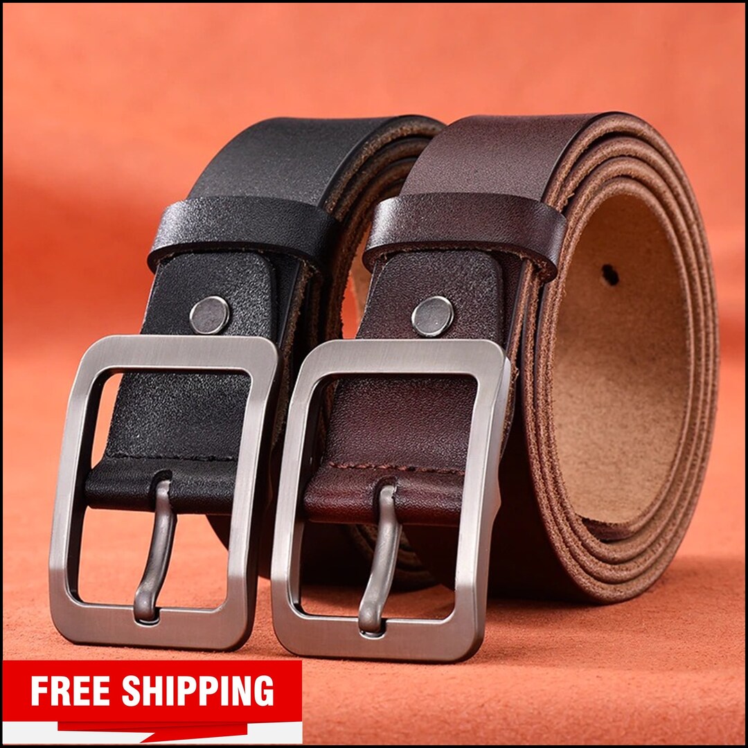 Genuine Cow Leather Belt Men's Vintage Belt 3.8cm Thick High Quality ...