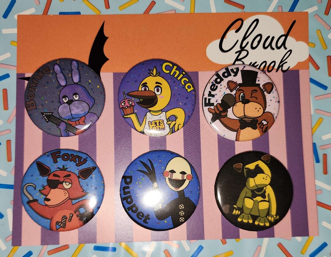 FNAF Button Pins Horror Animatronic Mascot Button Pins Bonnie Chica ...