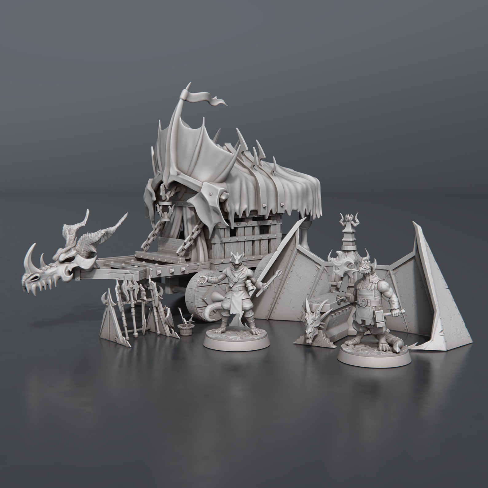 Dragonborn Blacksmith Set Complete STL Miniatures 8k 3D Prints Tabletop ...