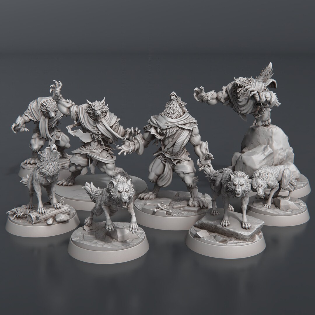 Werewolves and Wolves Set Complete STL Miniatures 8k 3D Prints Tabletop ...