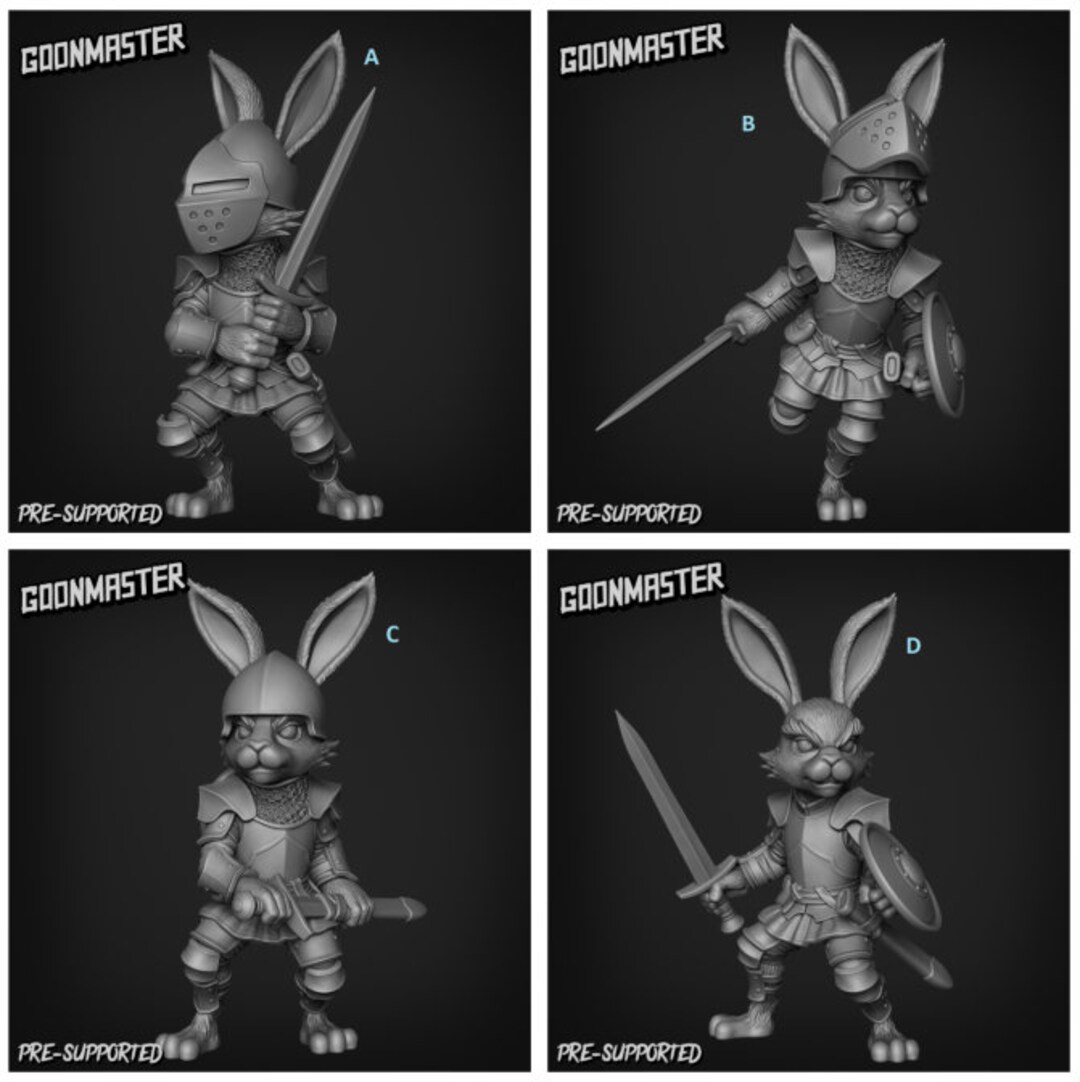 Rabbit Knights | Bunny Brigands Set | Goon Master Games | 12k 3D Prints ...