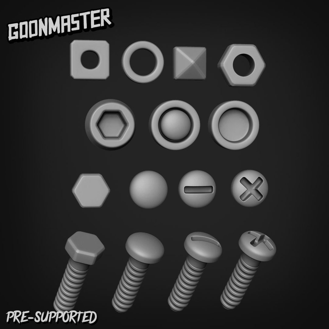 Nuts and Bolts Pack Goon Master Games 12k 3D Prints Tabletop Miniatures ...