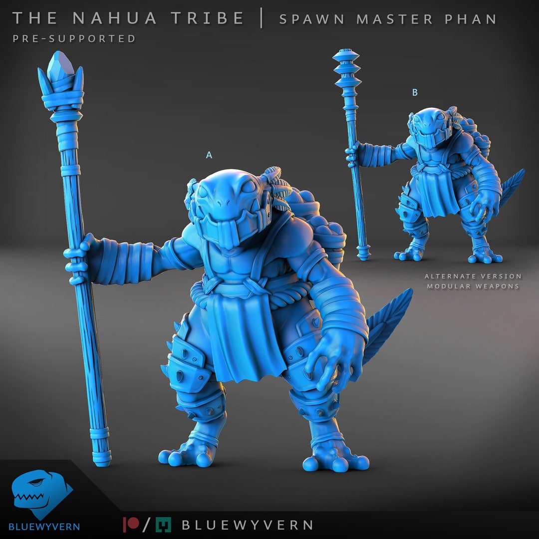 Spawn Master Phan| Nahua Tribe Set B | Blue Wyvern | 12k 3D Prints | Tabletop Miniatures | 32mm ...