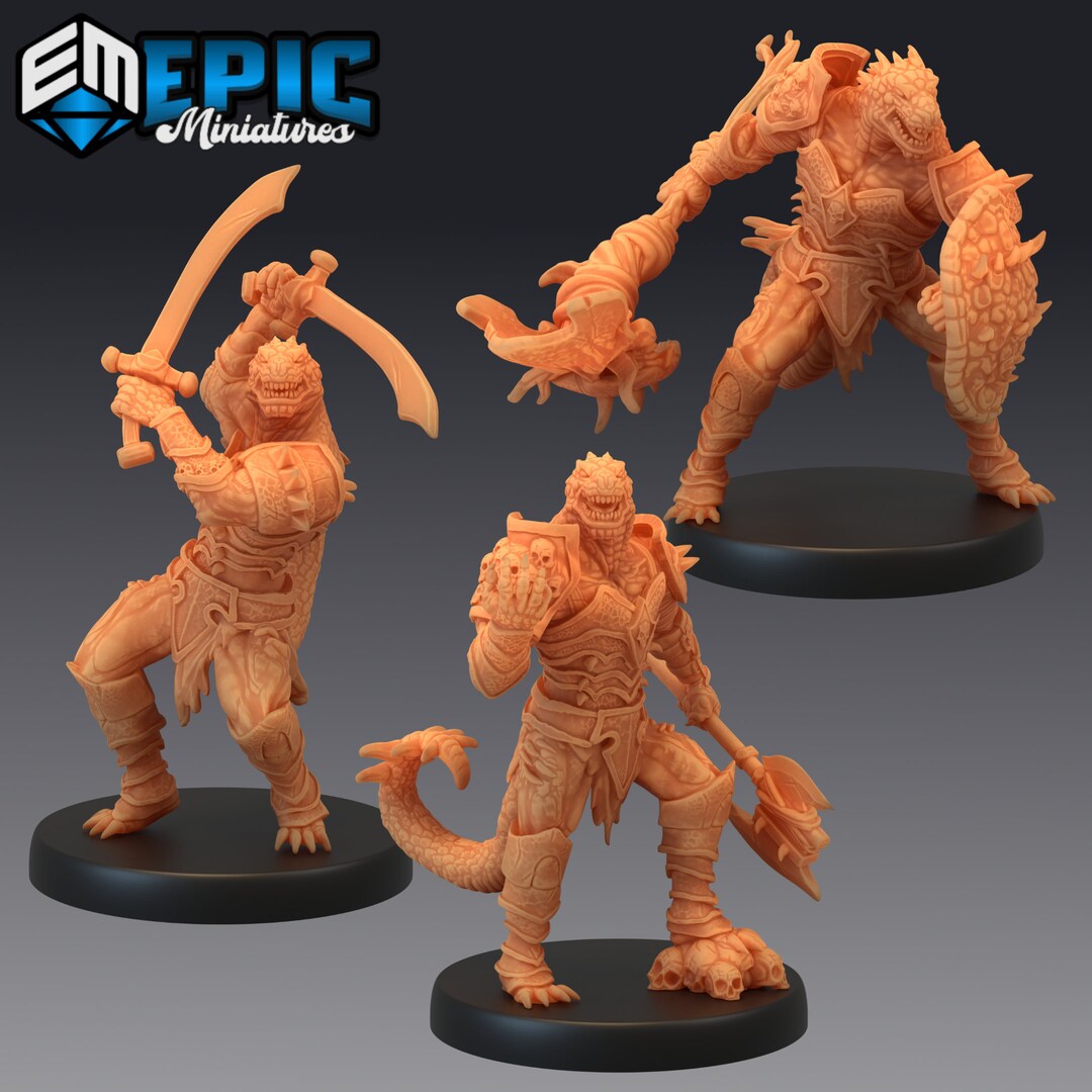Lizard Folk Warriors | Caves of Despair | Epic Miniatures | 12k 3D ...