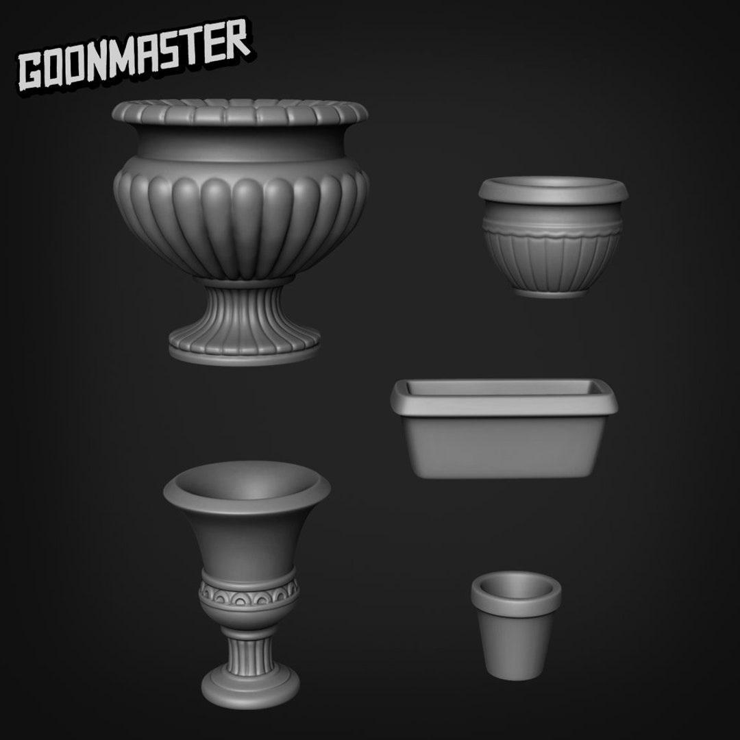 Flower Pot Pack Goon Master Games 8k 3D Prints Tabletop Miniatures - Etsy