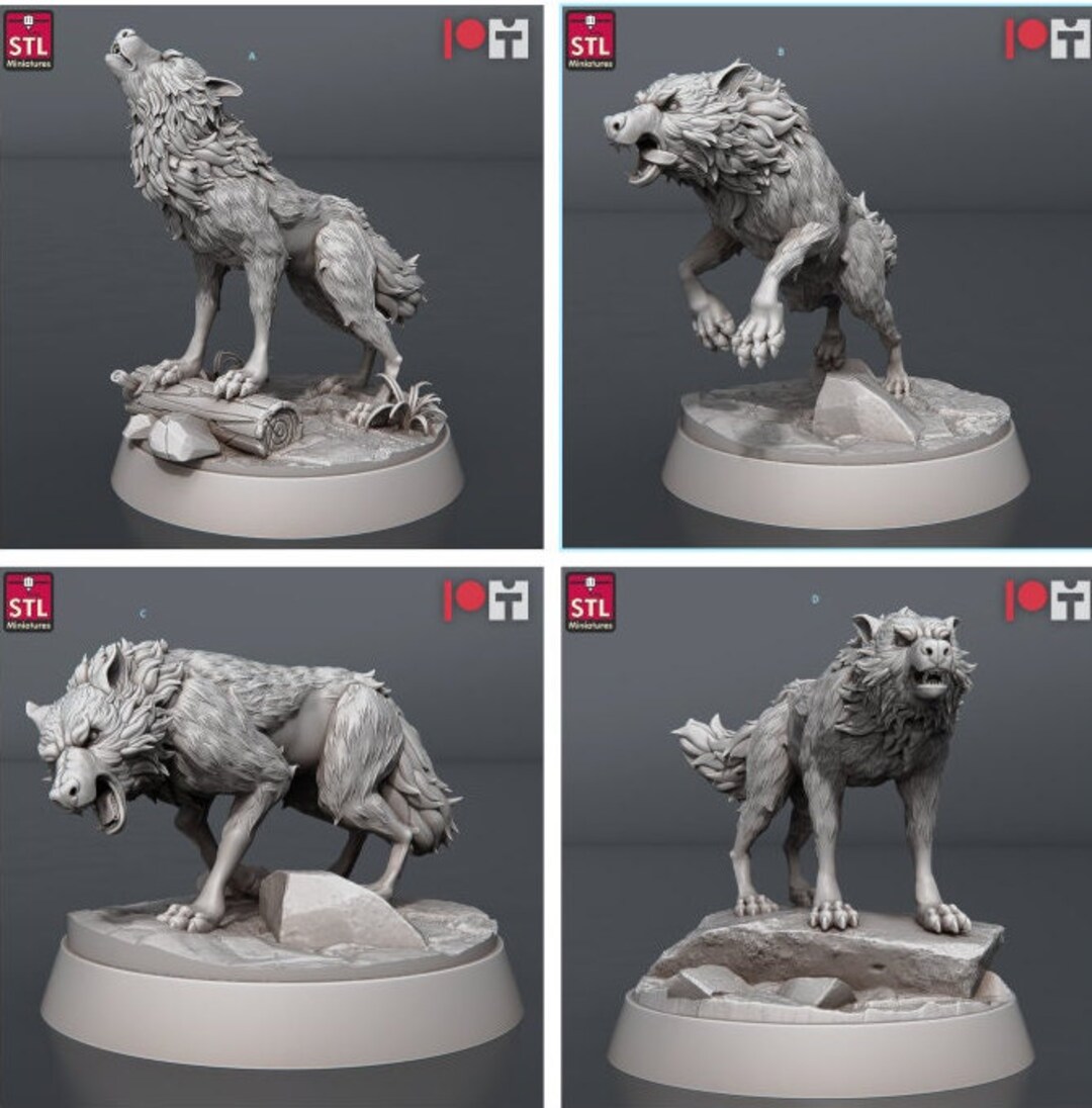 Wolves STL Miniatures 12k 3D Prints Tabletop Miniatures 28mm - Etsy