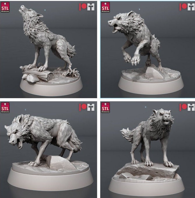 Wolves STL Miniatures 12k 3D Prints Tabletop Miniatures 28mm - Etsy