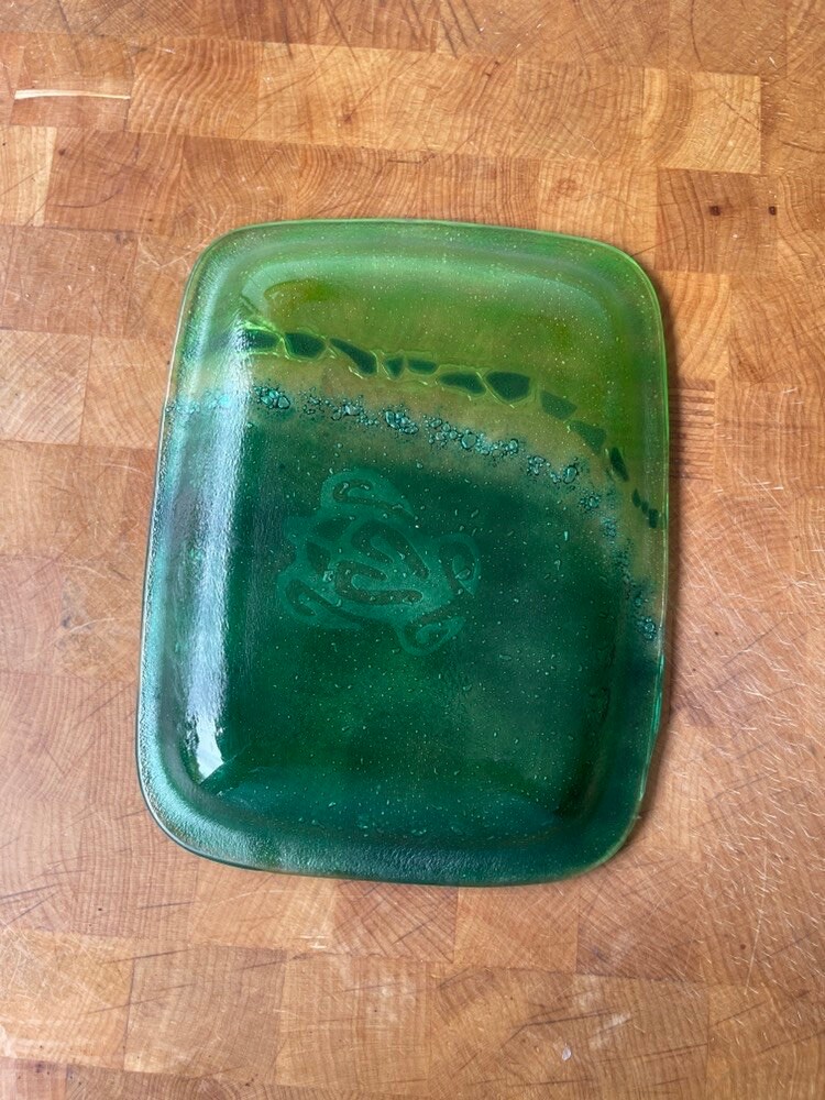 Sandblasted Glass Sea Turtle Plate - Etsy