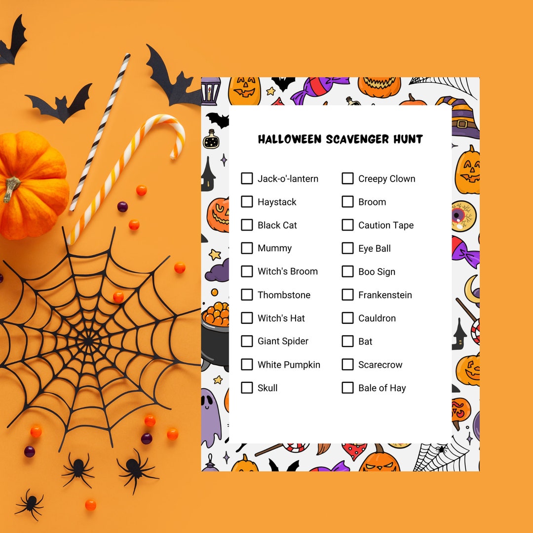 Halloween Scavenger Hunt Checklist- Kids Halloween Activity - Etsy