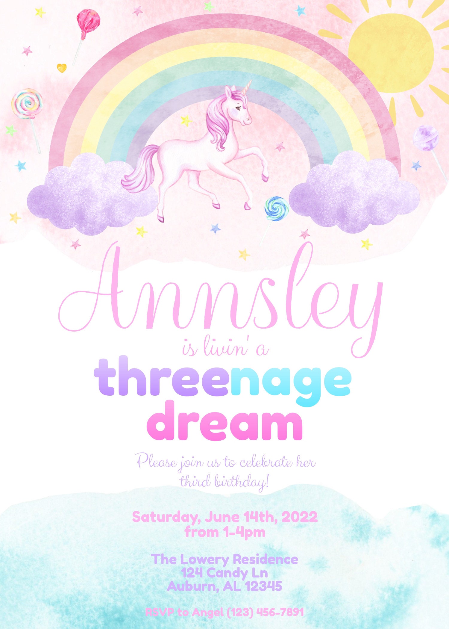 Threenage Dream Birthday Invitation | Editable Template | H103 - Etsy