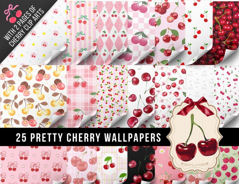 25 Full Pretty Cherry Prints With Bonus Cherry Cliparts - Etsy