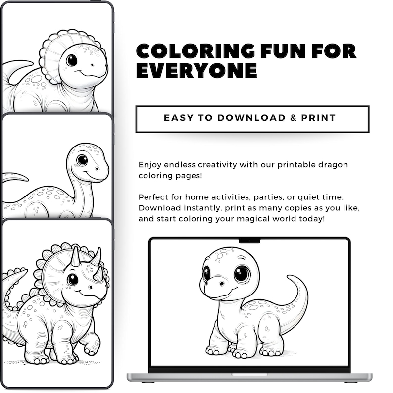 51 Dinosaur Coloring Pages PDF | Printable Activity Book for Kids ...