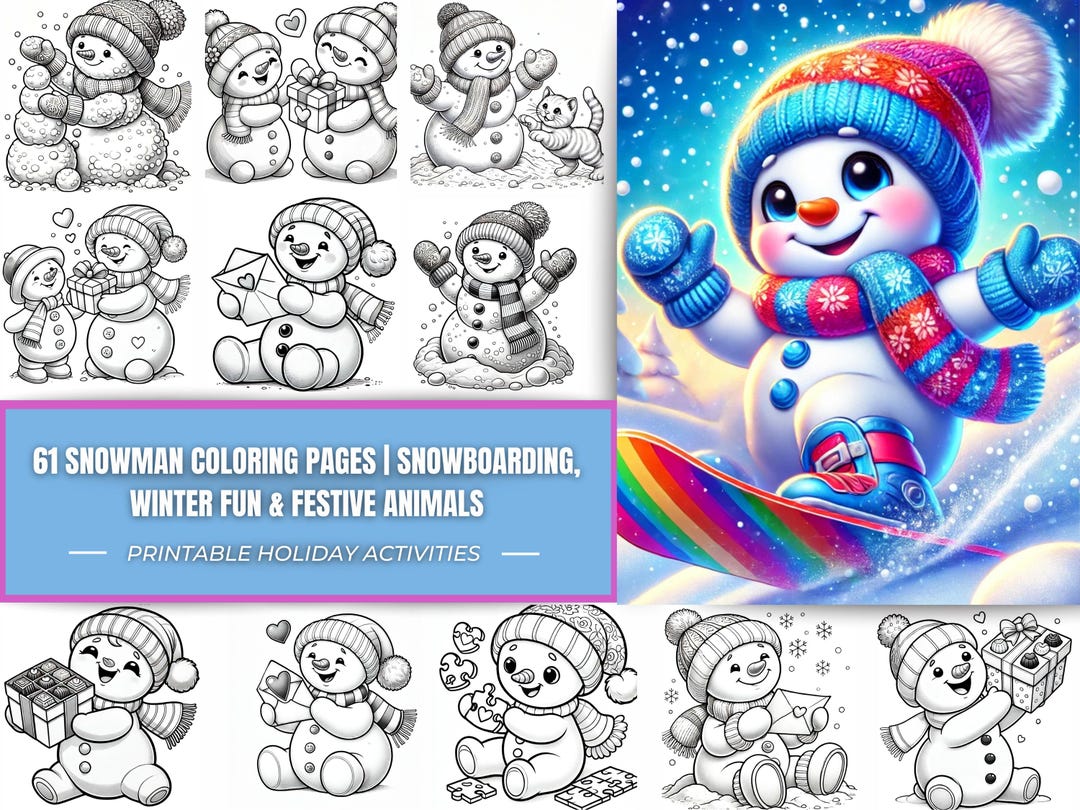 61 Snowman Coloring Pages | Valentine's Day, Snowboarding, Winter Fun ...