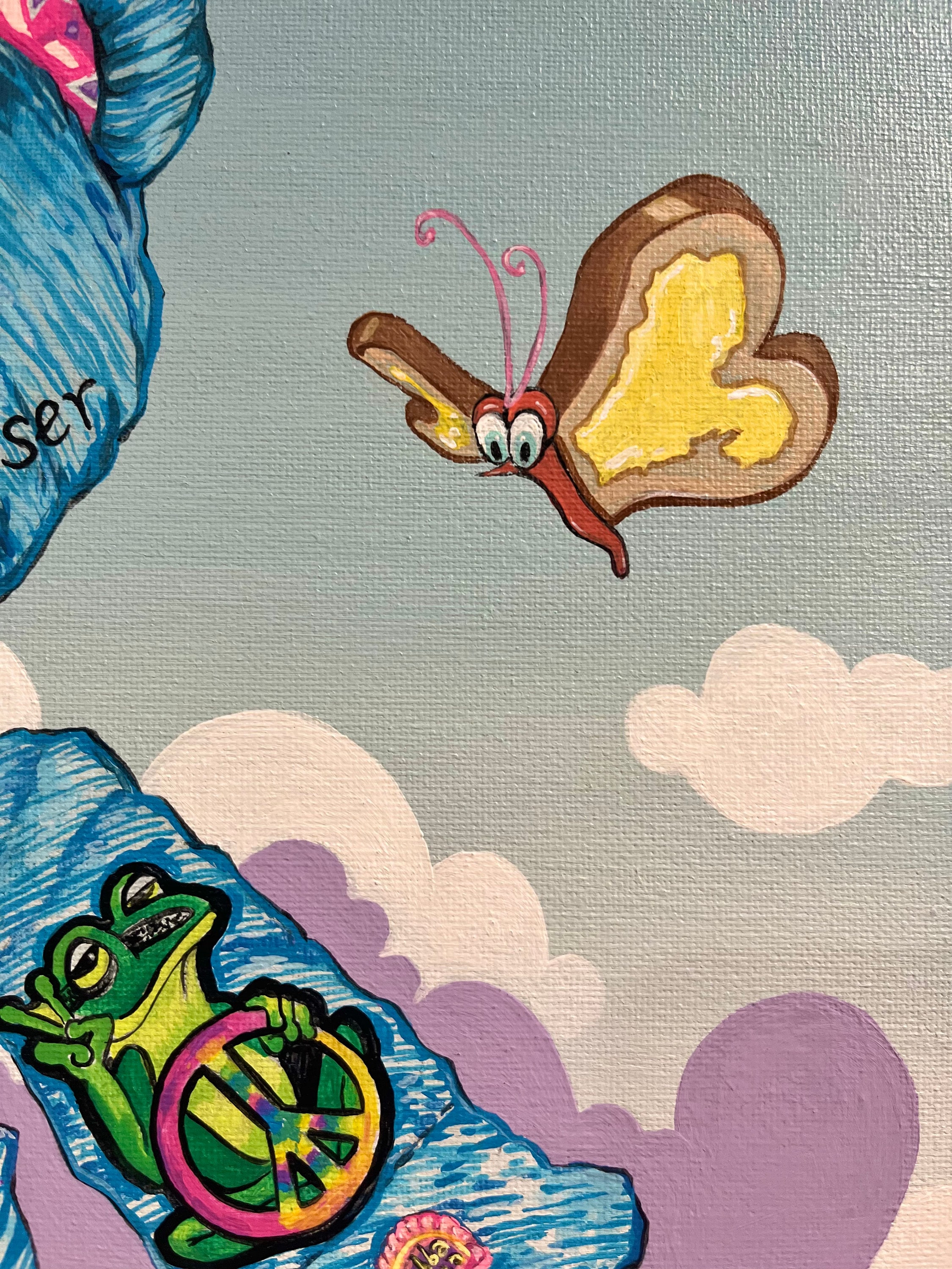 90s Nostalgia Art, Doodle Bear Wall Art, 90s Aesthetic Painting, 1990s ...
