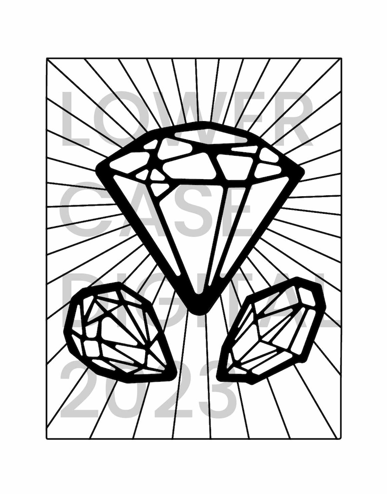 Diamond + Gemstones, Easy Coloring Page (procreate Color Fillable) - Etsy