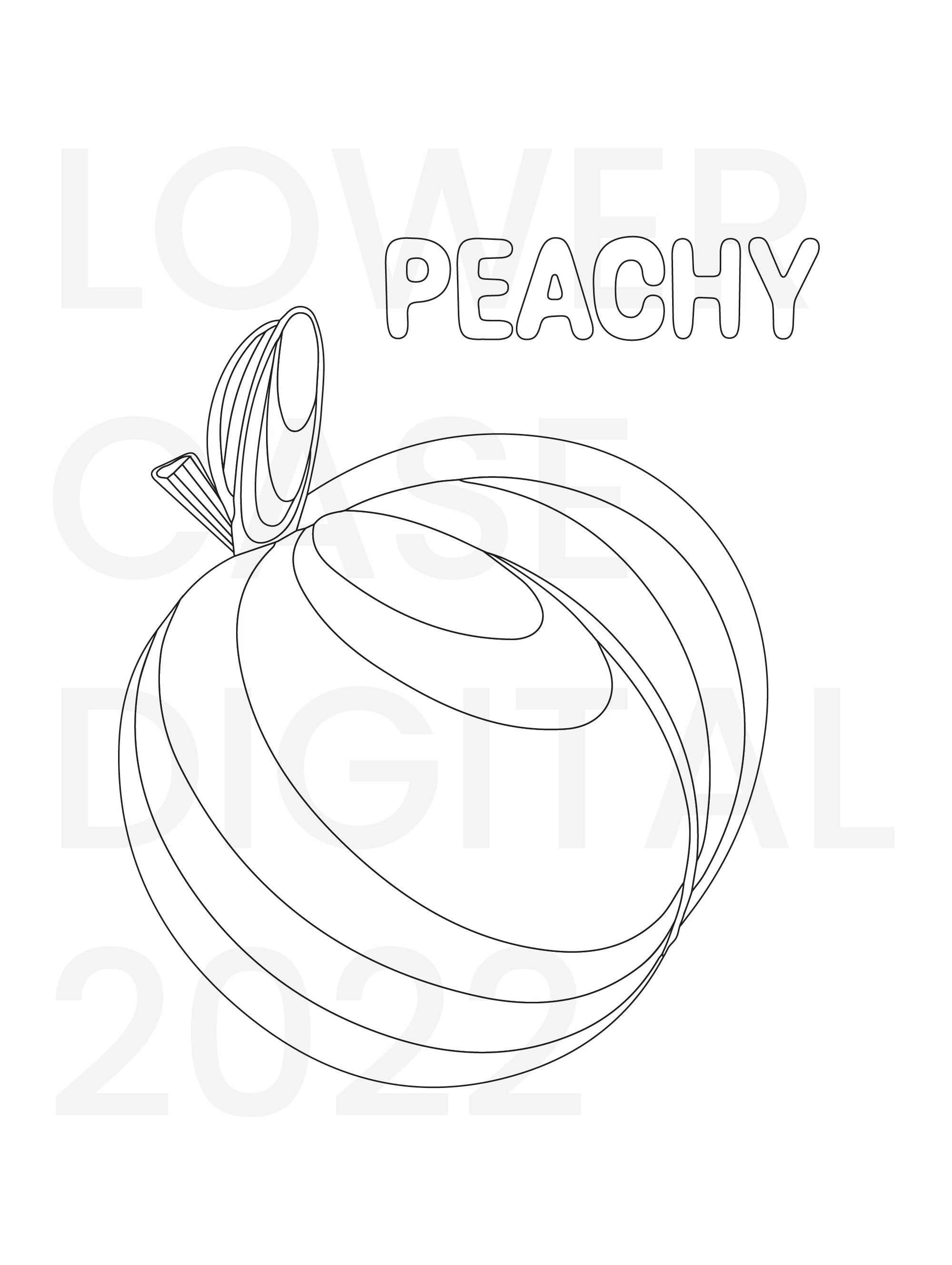 PEACHY Fruit Coloring Page, Procreate/printable PDF - Etsy
