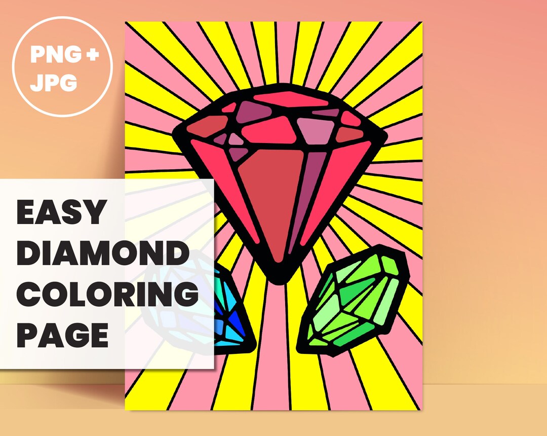 Diamond Gemstones Easy Coloring Page procreate Color - Etsy