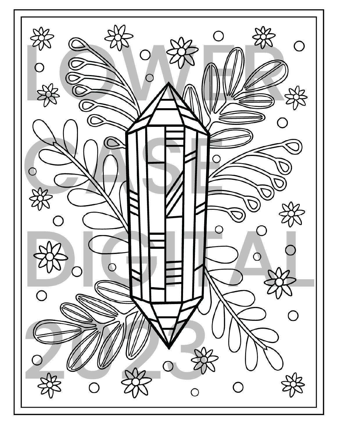 Crystal Gemstone Easy Coloring, Leaves, Flowers, Coloring Page ...