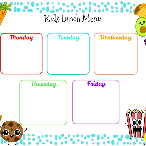 Kids Meal Planner Kids Lunch Ideas Printable School Lunch Meal Planner ...