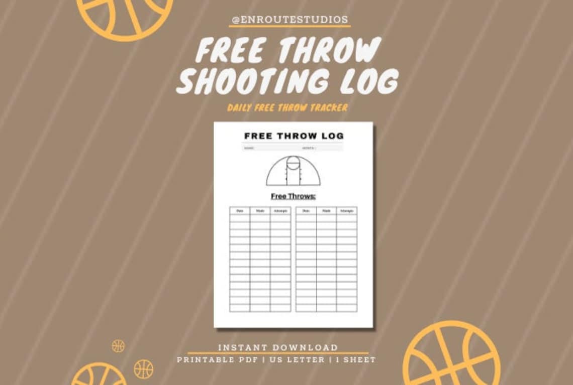 Printable Basketball Log, Basketball Shooting Tracker, Daily Workout ...