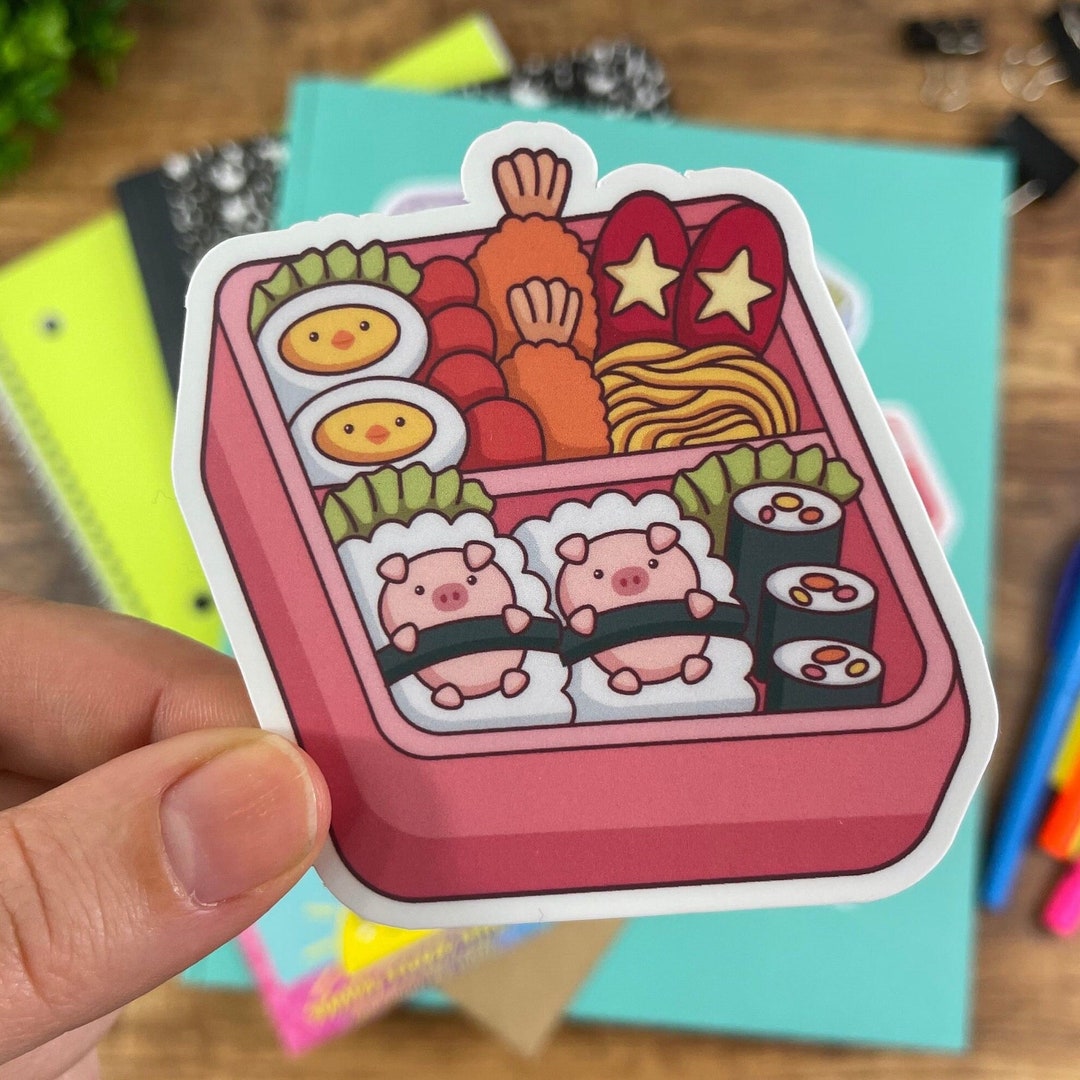 4 Piece Set Kawaii Cute Bento Box Food Matte Vinyl Sticker - Etsy