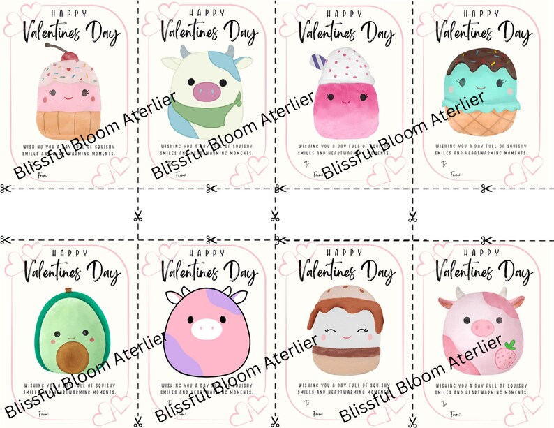 Squishmallow Valentines Cards Kids Valentines Day Printables, School ...