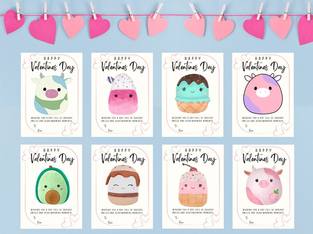 Squishmallow Valentines Cards Kids Valentines Day Printables, School ...