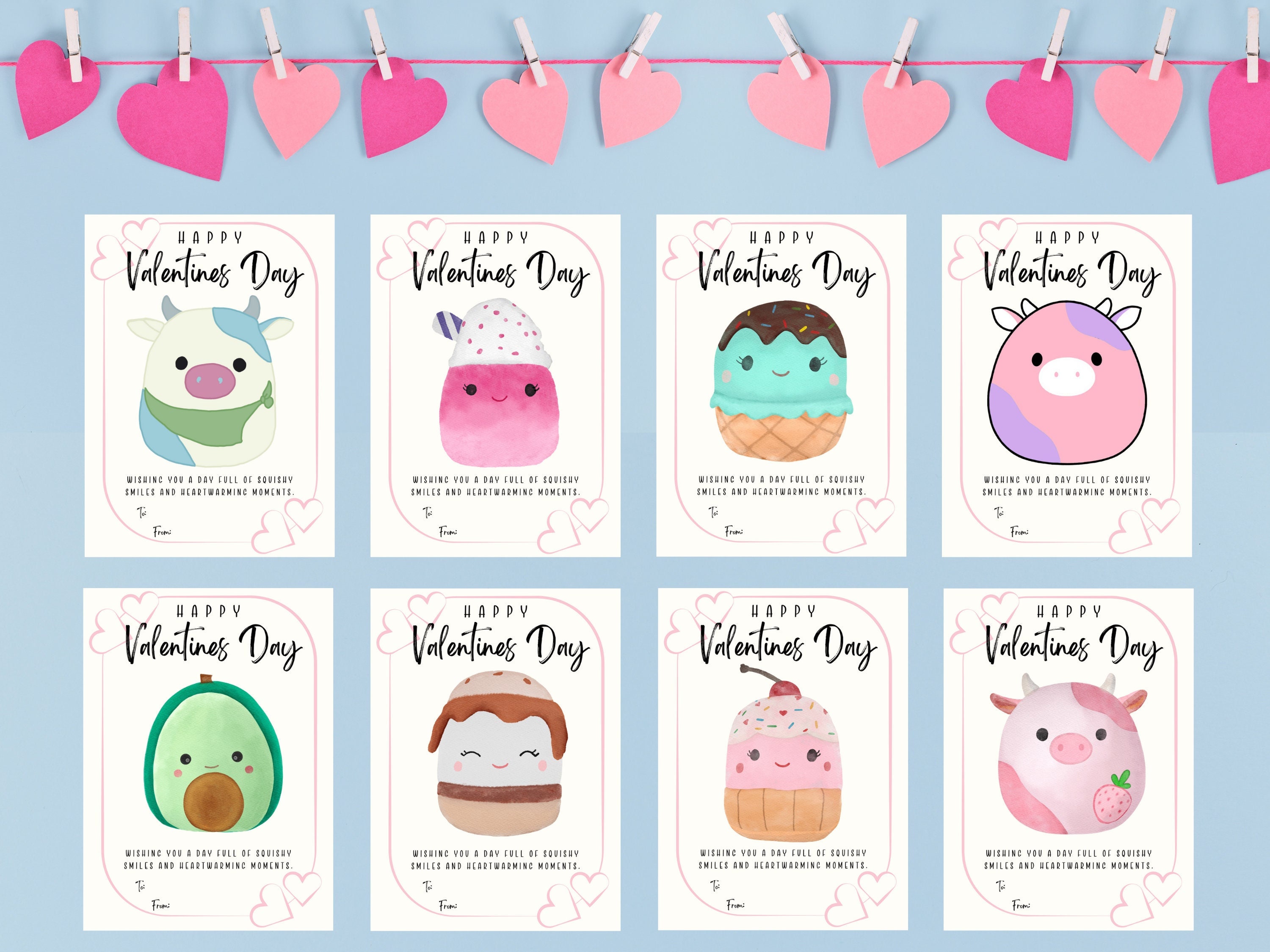 Squishmallow Valentines Cards Kids Valentines Day Printables, School ...