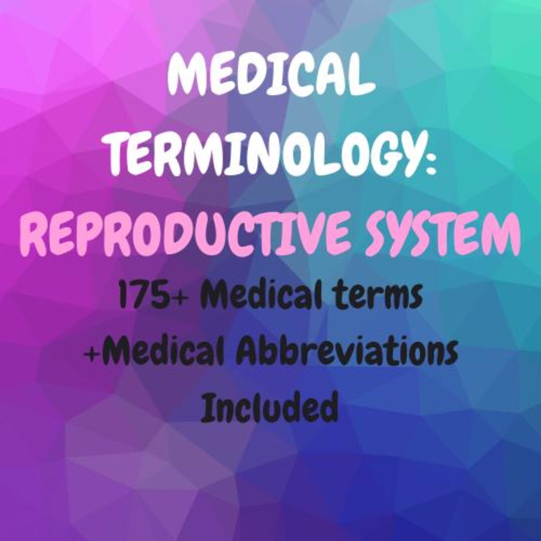 Medical Terminology Flashcards: Reproductive System - Etsy