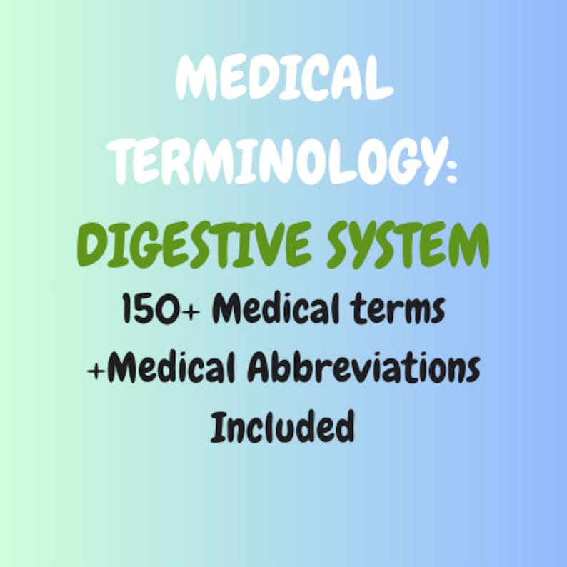 Medical Terminology Flashcards: Digestive System - Etsy