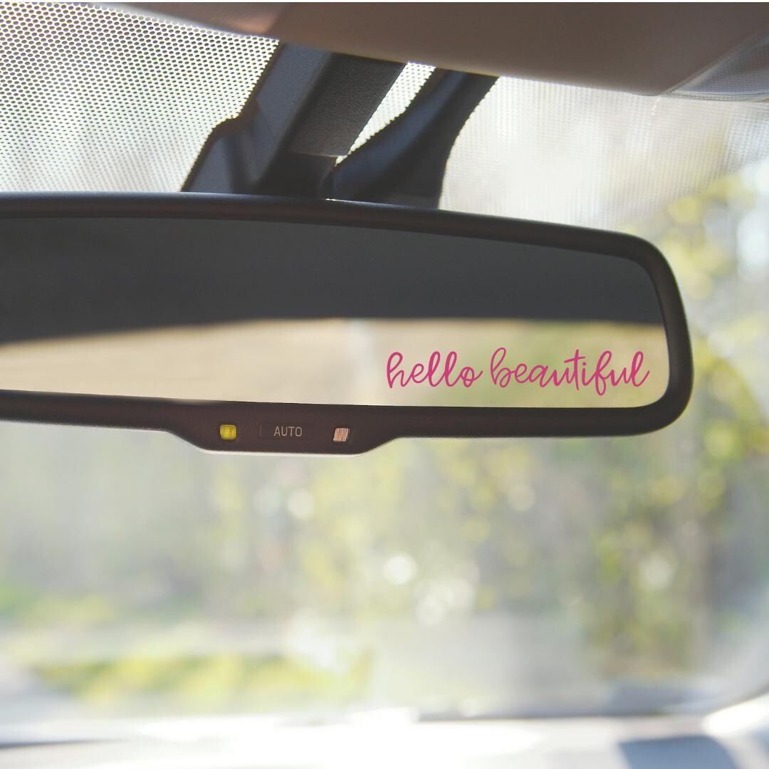 Hello Beautiful Rear View Mirror Vinyl Decal Sticker - Etsy