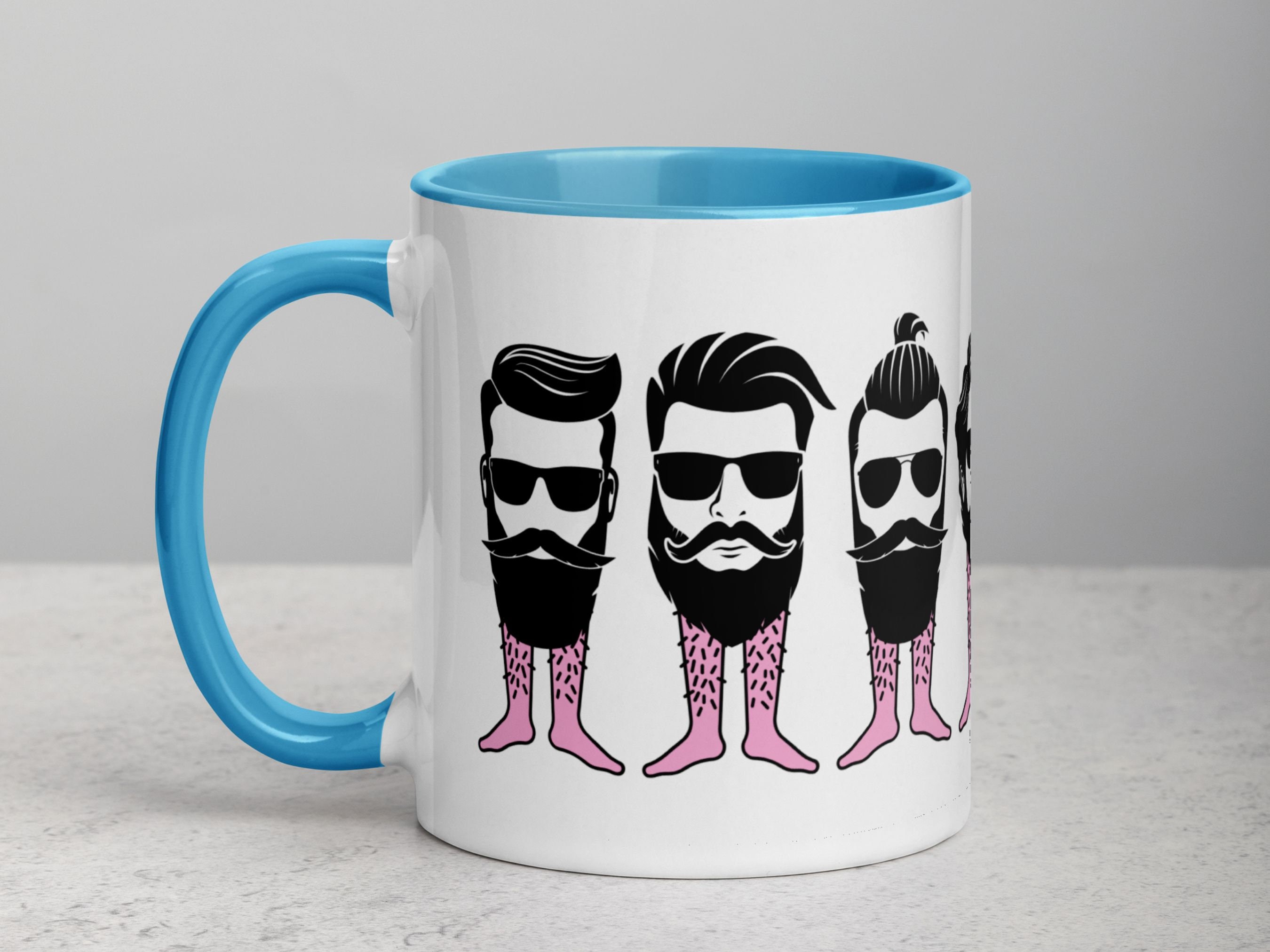 Funny Weird Beards and Man Buns Coffee Mugs. Silly Manly Men With Hairy ...