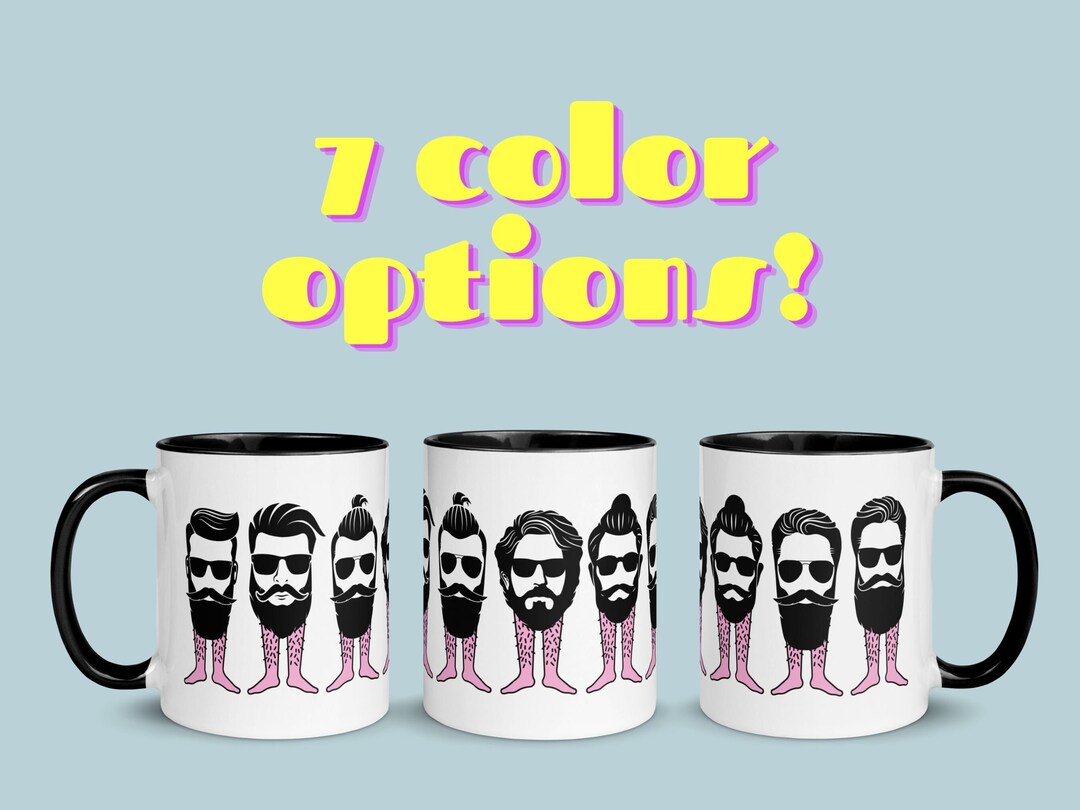 Funny Weird Beards and Man Buns Coffee Mugs. Silly Manly Men With Hairy ...