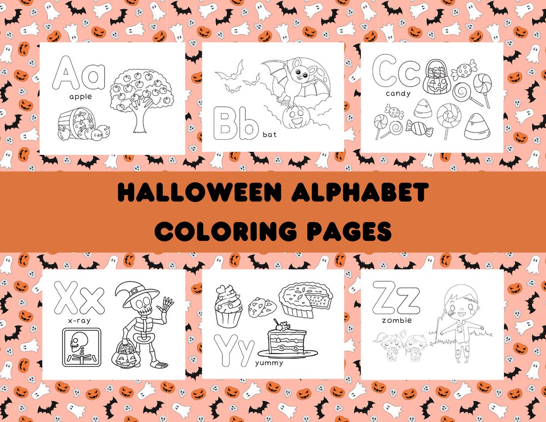 Halloween Themed Alphabet Coloring Pages for Kids - Etsy
