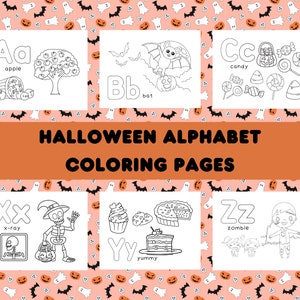 Halloween Themed Alphabet Coloring Pages for Kids - Etsy