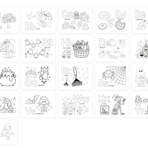 Halloween Themed Alphabet Coloring Pages for Kids - Etsy